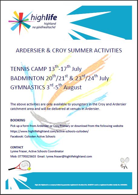 Ardersier and Croy Summer Activities - Active School Co-ordinator Culloden