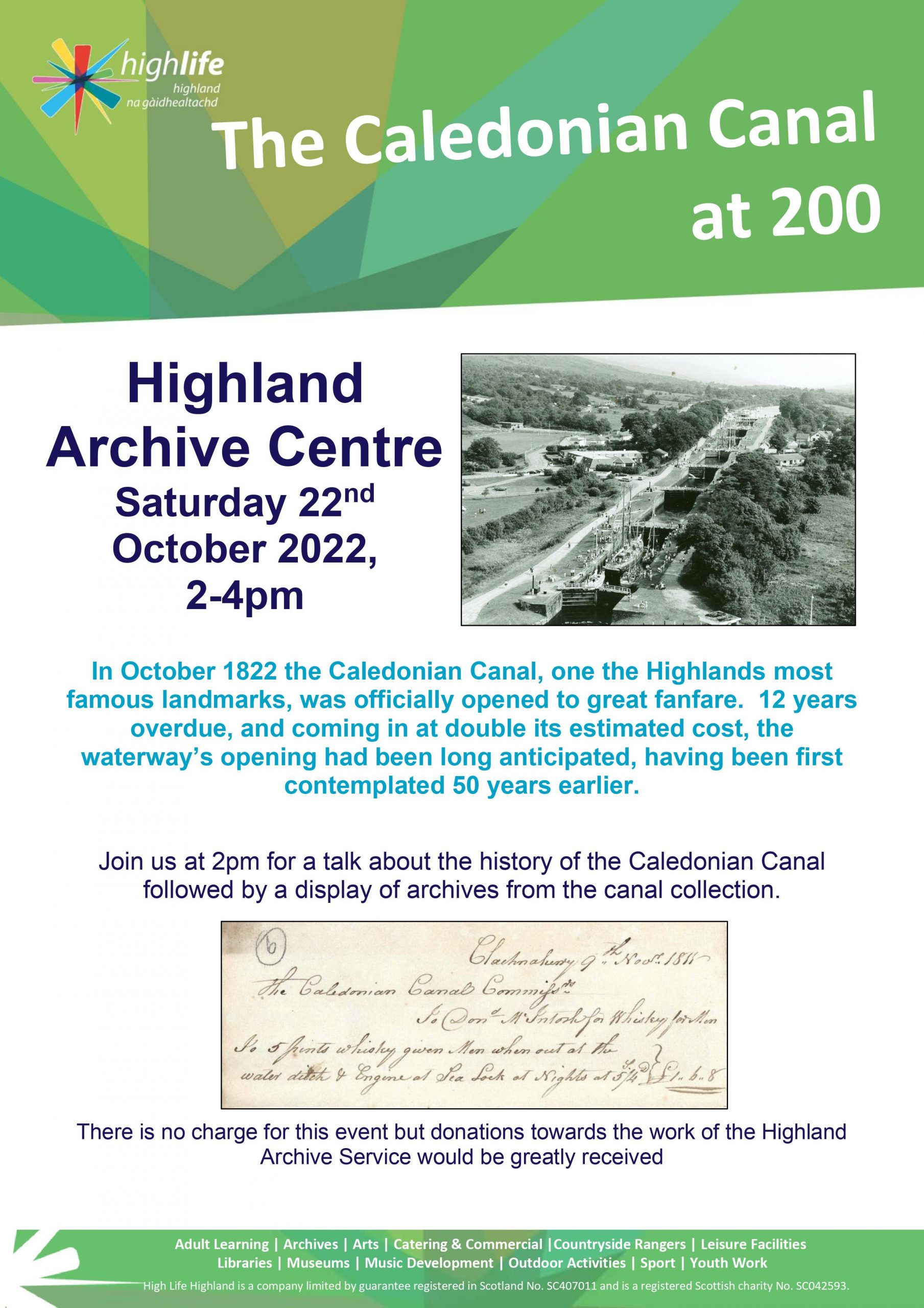 Caledonian Canal 200th poster 22-10-2022 - Archives Service