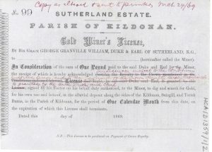 Gold Miner’s Licence - Highland Archive Centre