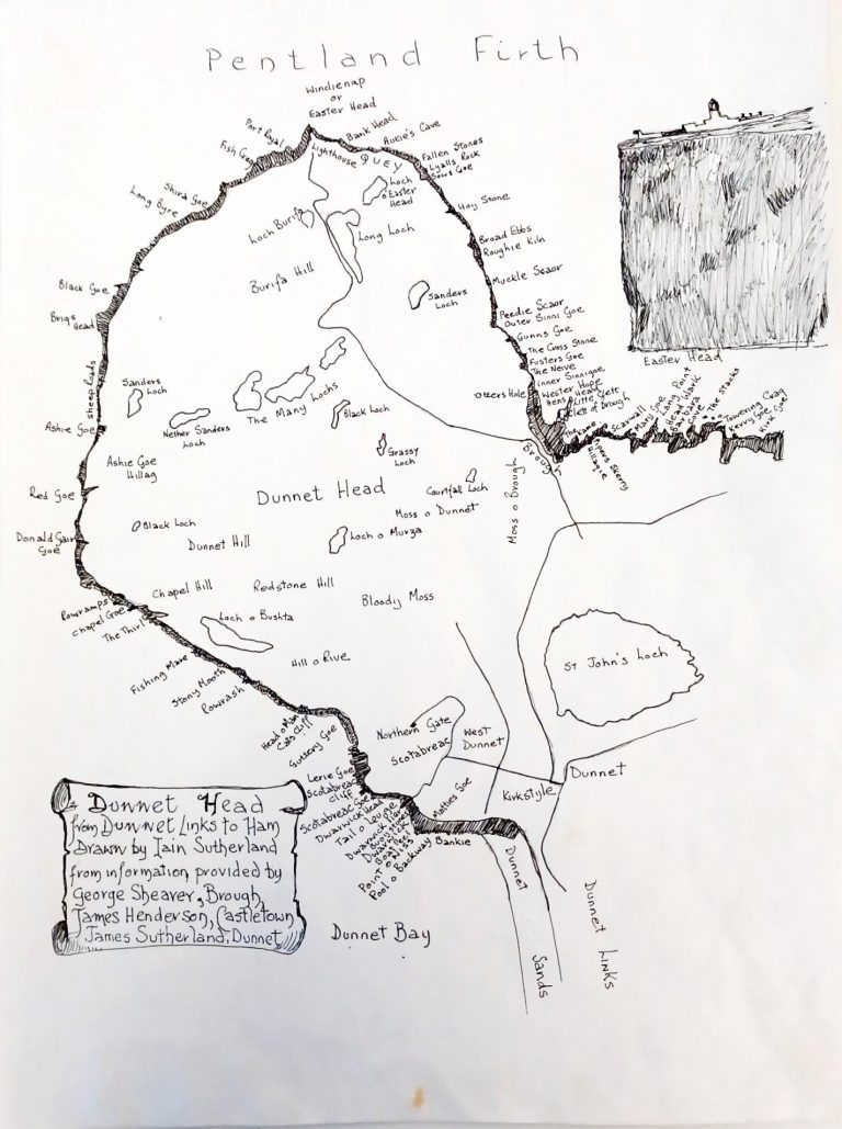 Map entitled ‘Dunnet Head from Dunnet Links to Ham’ drawn by Iain ...